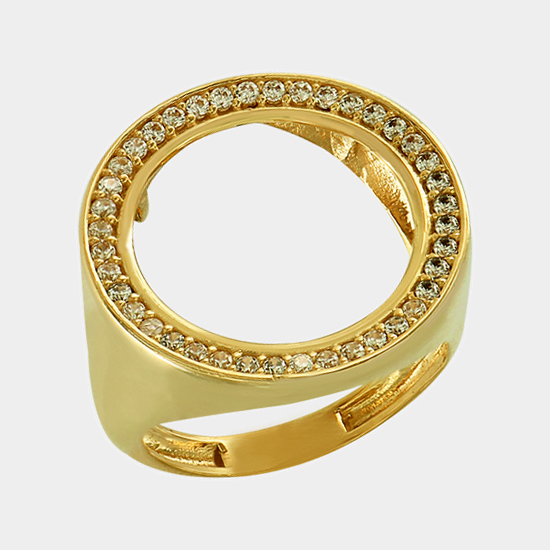 RING GOLD 18KT QUARTER KING GEORGE COIN FRAME - RNG03325Y